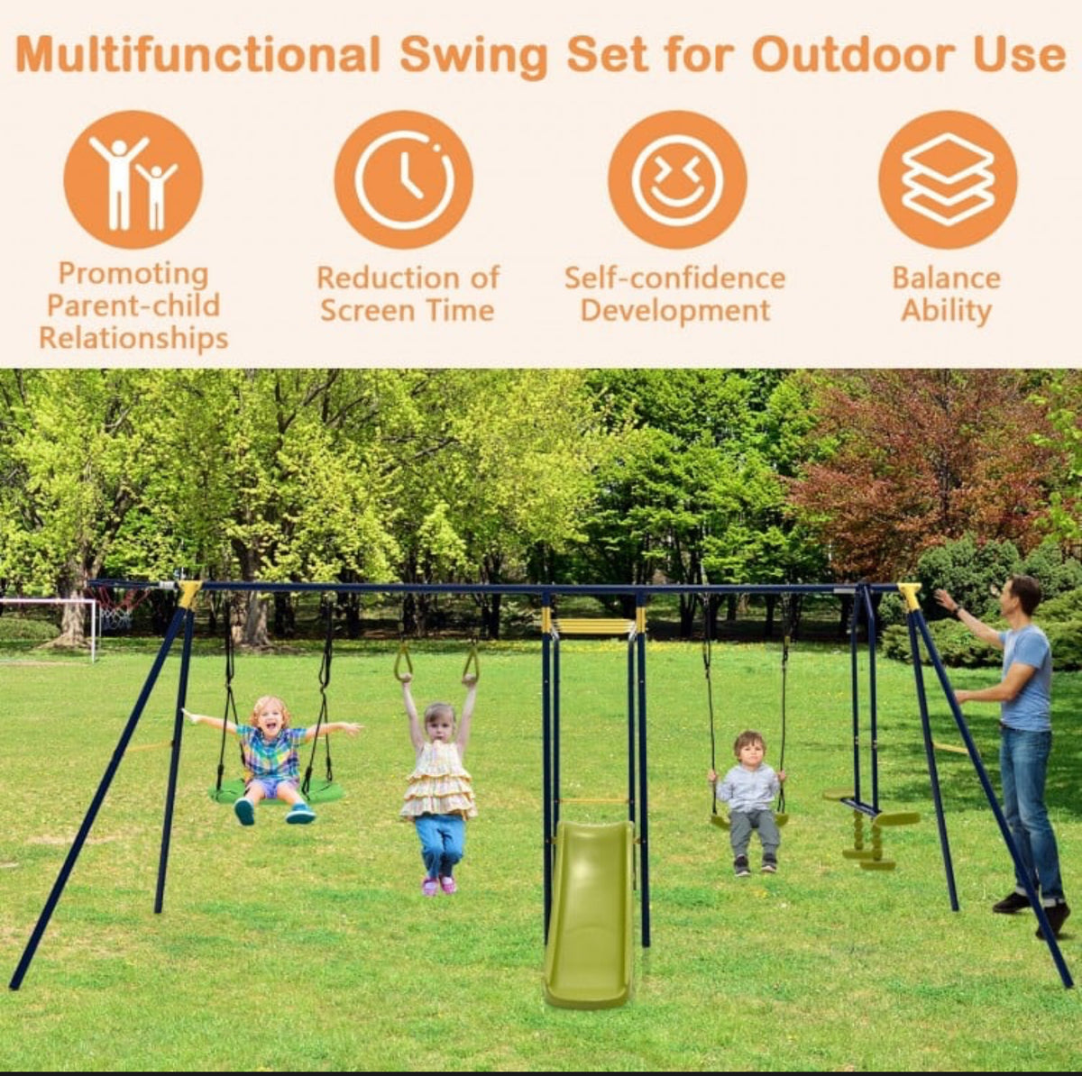 Super Fun 7-in-1 A Shaped Playground | Saucer Swing | U Shape Swing ...